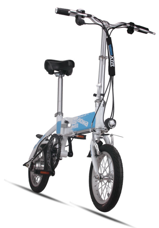 Blue Foldable Electric Bike Adult City Electric Push Bike With Li - Ion ...